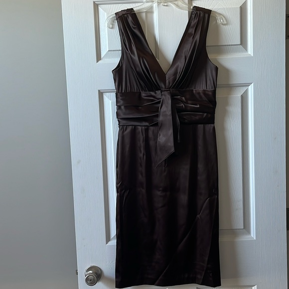 Eliza J | Dresses | Eliza J Brown Satin Dress | Poshmark